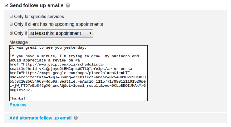 Online scheduling & marketing: Follow-up emails – Schedulista blog